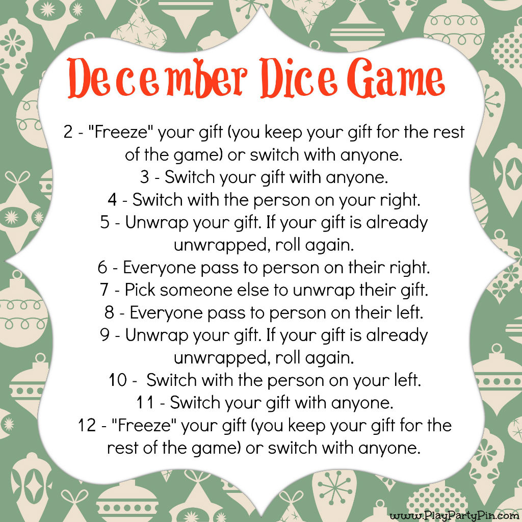 Christmas Dice Game Rules Printable